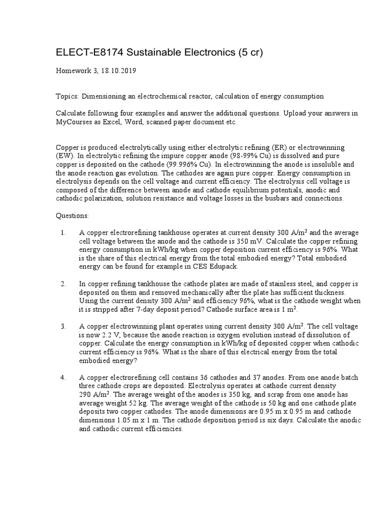 ELEC E8174 Homework 3 2019 | PDF | Anode | Cathode