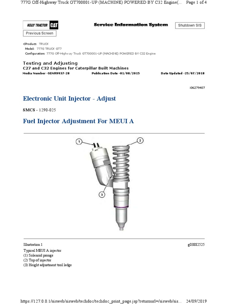 C32 Electronic Unit Injector - Adjust PDF | PDF | Fuel Injection | Engines