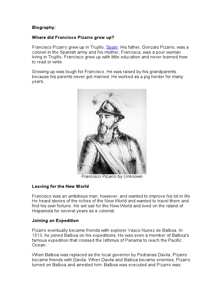 Biography: Where Did Francisco Pizarro Grow Up?: Spain | PDF