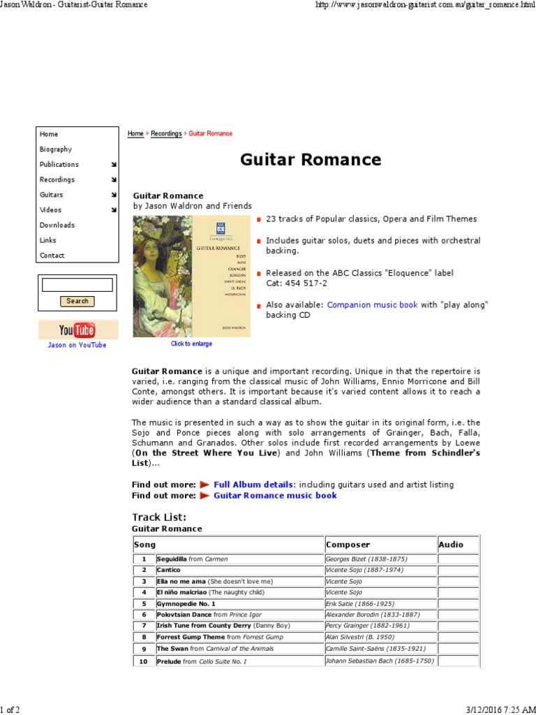 Jason Waldron - Guitarist-Guitar Romance PDF | PDF | Performing Arts ...