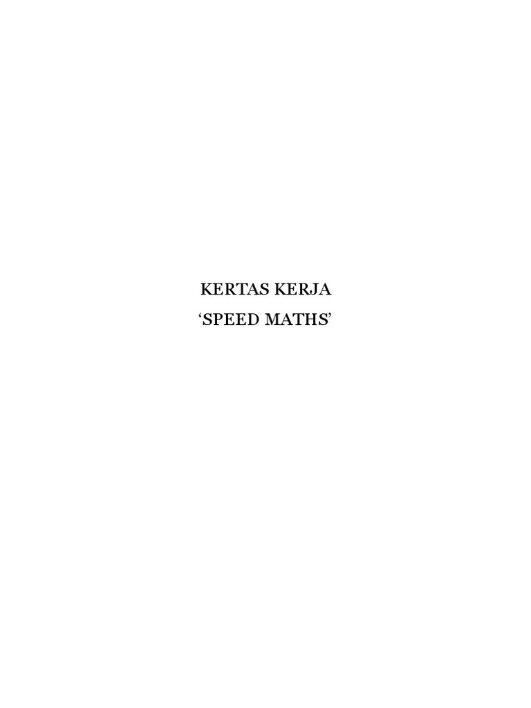 Kertas Kerja Speed Maths | PDF