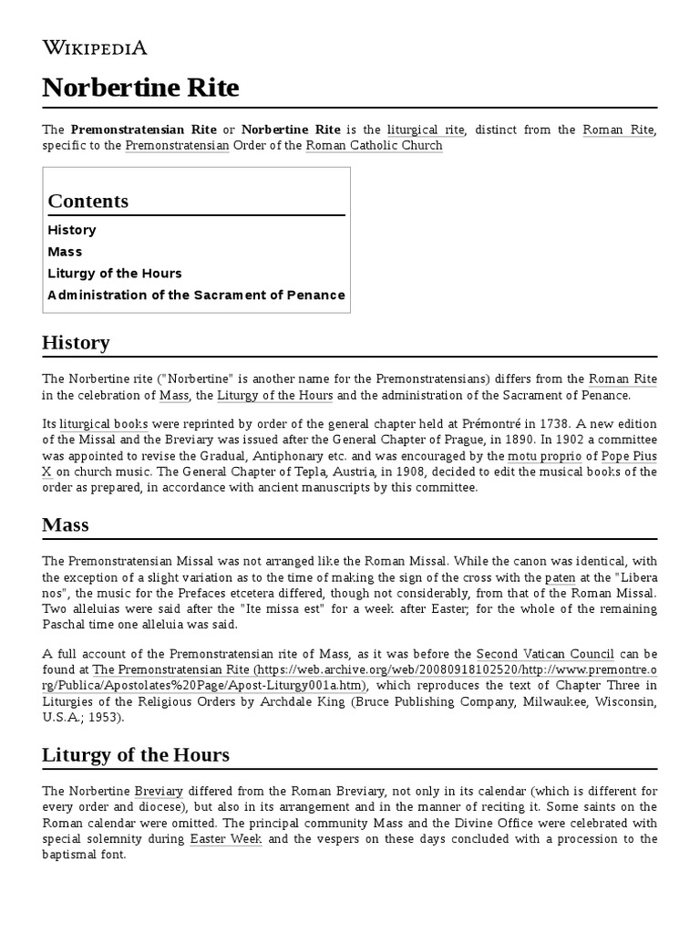 Norbertine Rite - The Liturgical Rite of the Premonstratensian Order ...