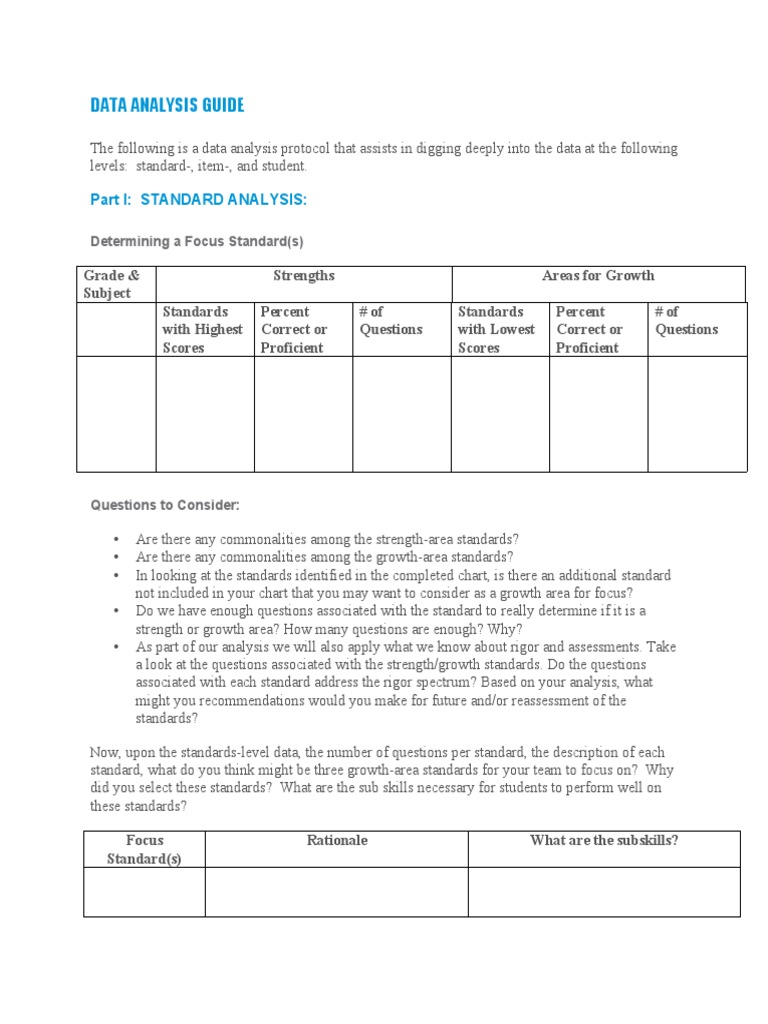 Data Analysis Guide: Part I: Standard Analysis | PDF | Educational ...
