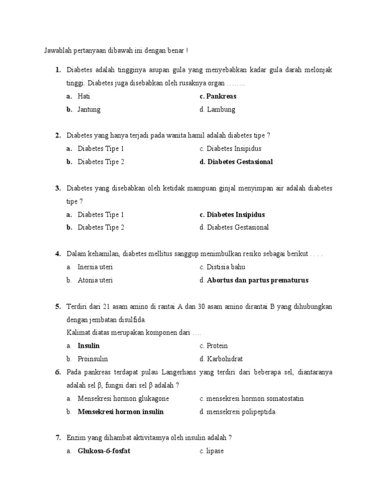 Contoh Soal Hormon Insulin | PDF