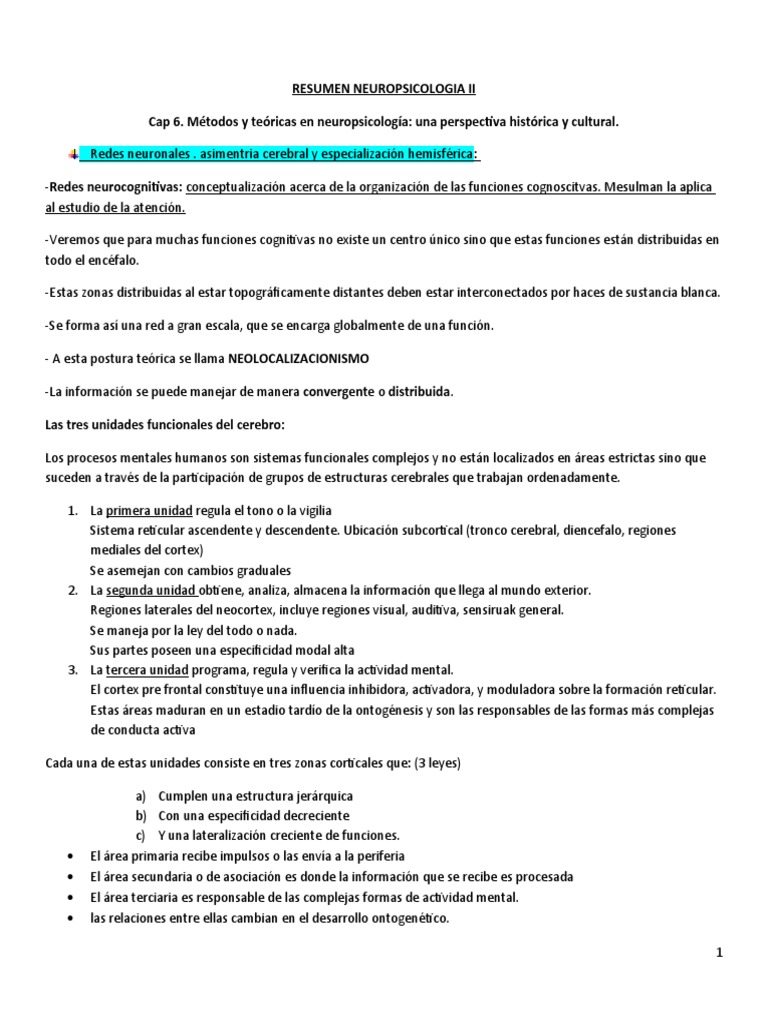 Neuro 2 Primer Cuatri... | PDF | Hemisferio cerebral | Palabra