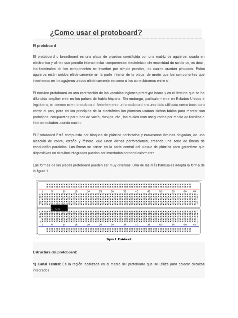 Como Usar El Protoboard | PDF | Electrónica | Ingenieria Eléctrica