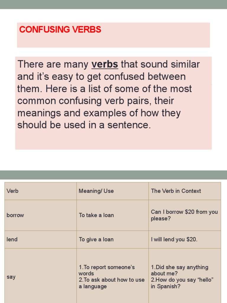 Confusing Verbs