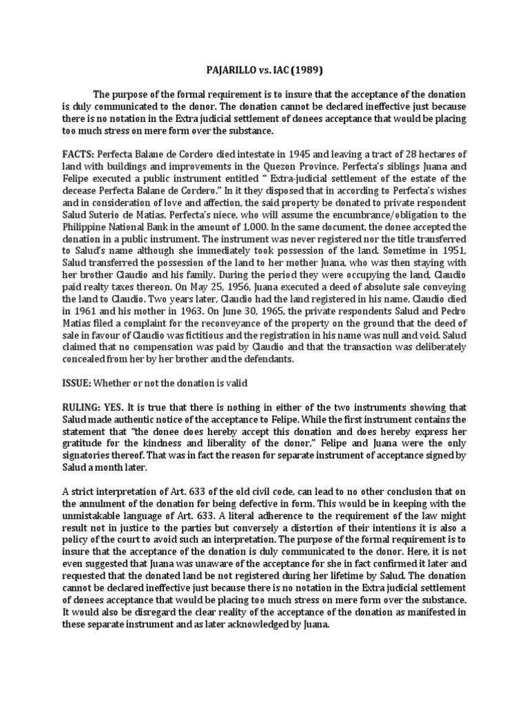 Pajarillo vs. Iac | PDF | Deed | Justice