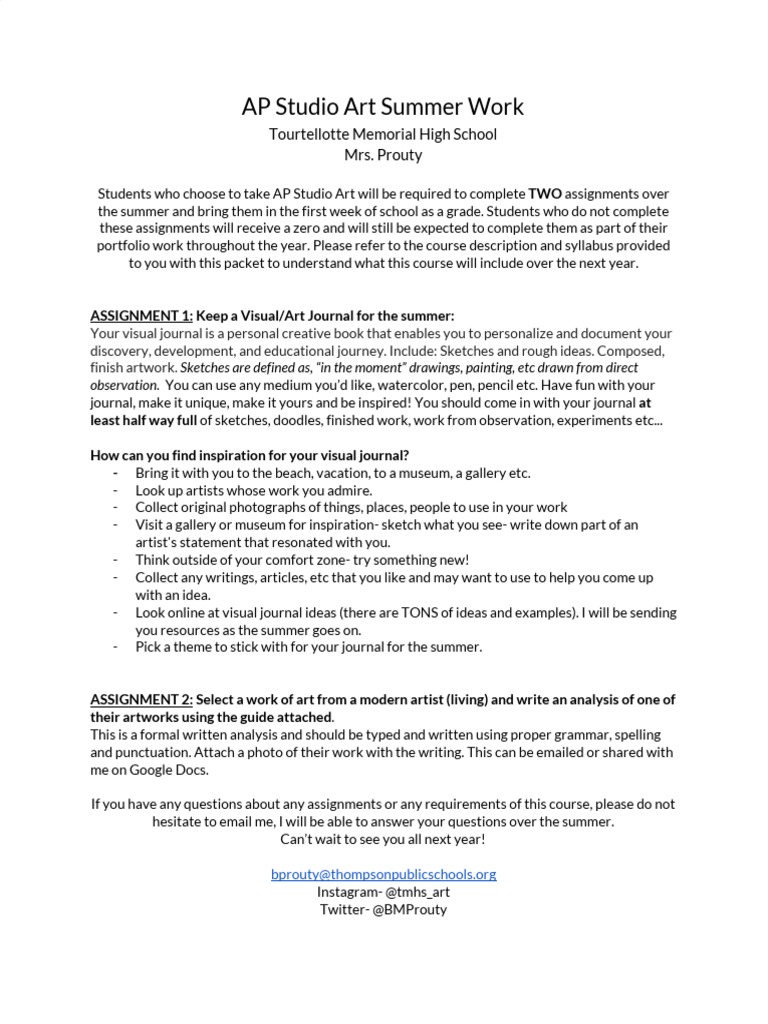 Ap Studio Art Summer Work 1 | PDF | Essays | Paintings