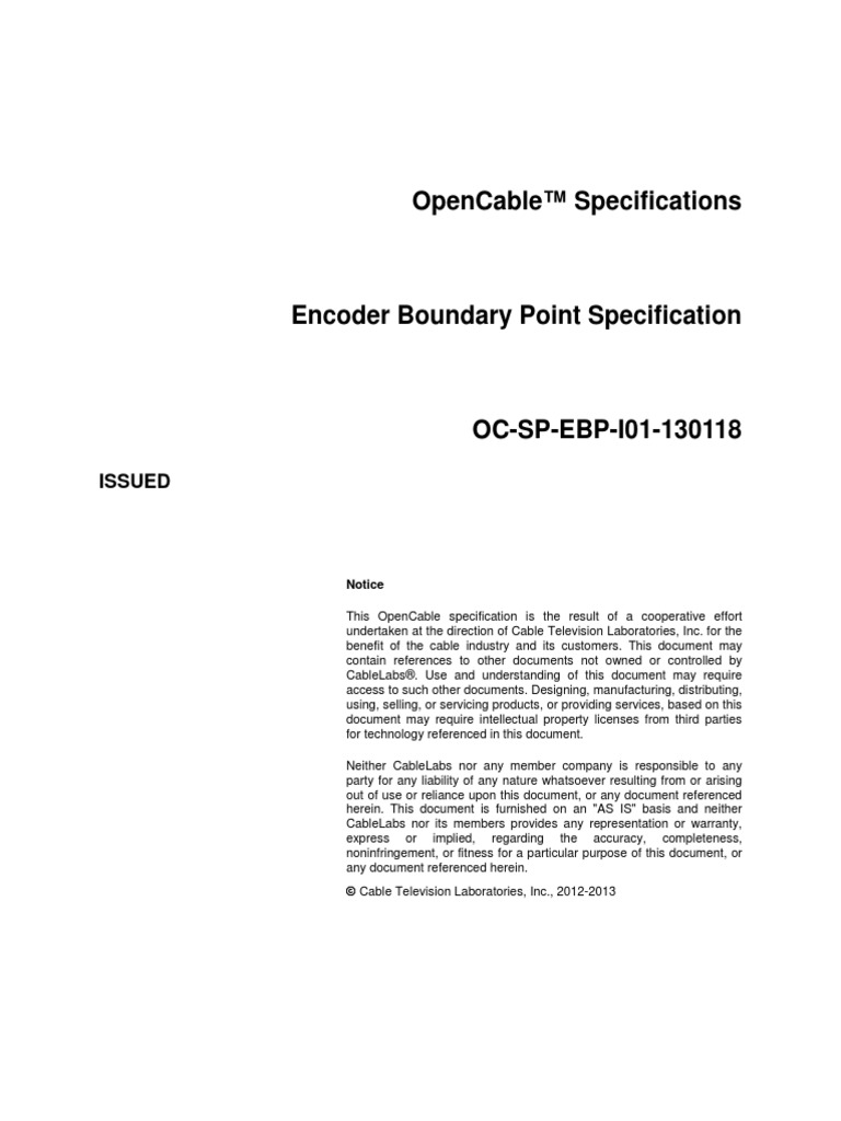 Opencable™ Specifications: Issued | PDF | Streaming Media | Network Packet