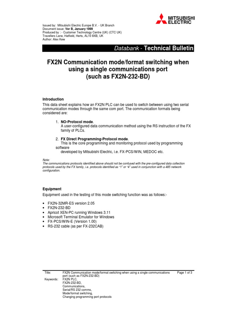 FX2N Communication Switching For Single Serial Port | PDF ...