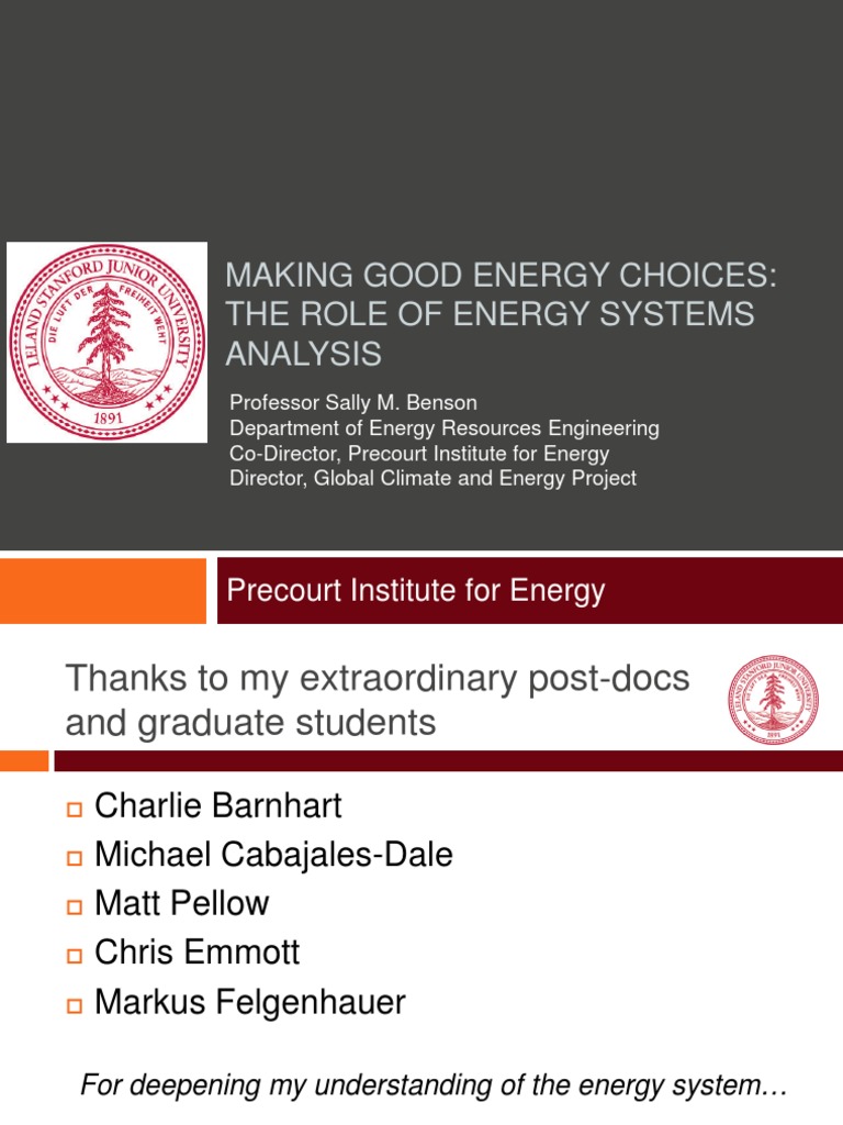 Making Good Energy Choices: The Role of Energy Systems Analysis | PDF ...