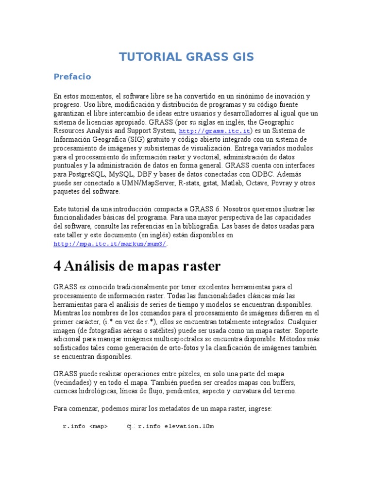 Tutorial Grass Gis | PDF | Sistema de información geográfica | Comillas