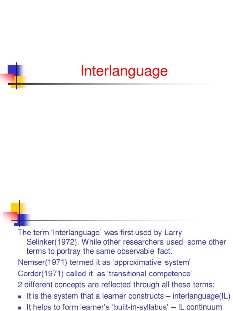 Interlanguage in SLA PDF | PDF | Second Language Acquisition | Second ...