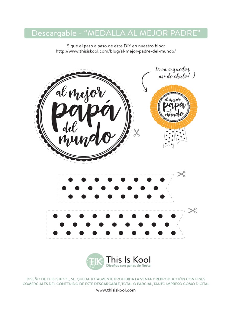 Descargable DIY Medalla Al Mejor Padre PDF | PDF