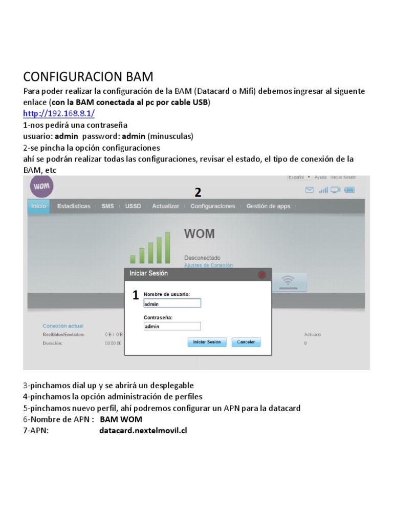 Configuración de APN para BAM Wom | PDF | Finanzas y dinero | Informática