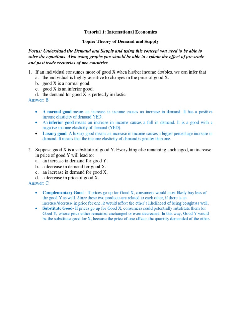 Tutorial 1 EC306 Solution PDF | PDF | Economic Surplus | Demand