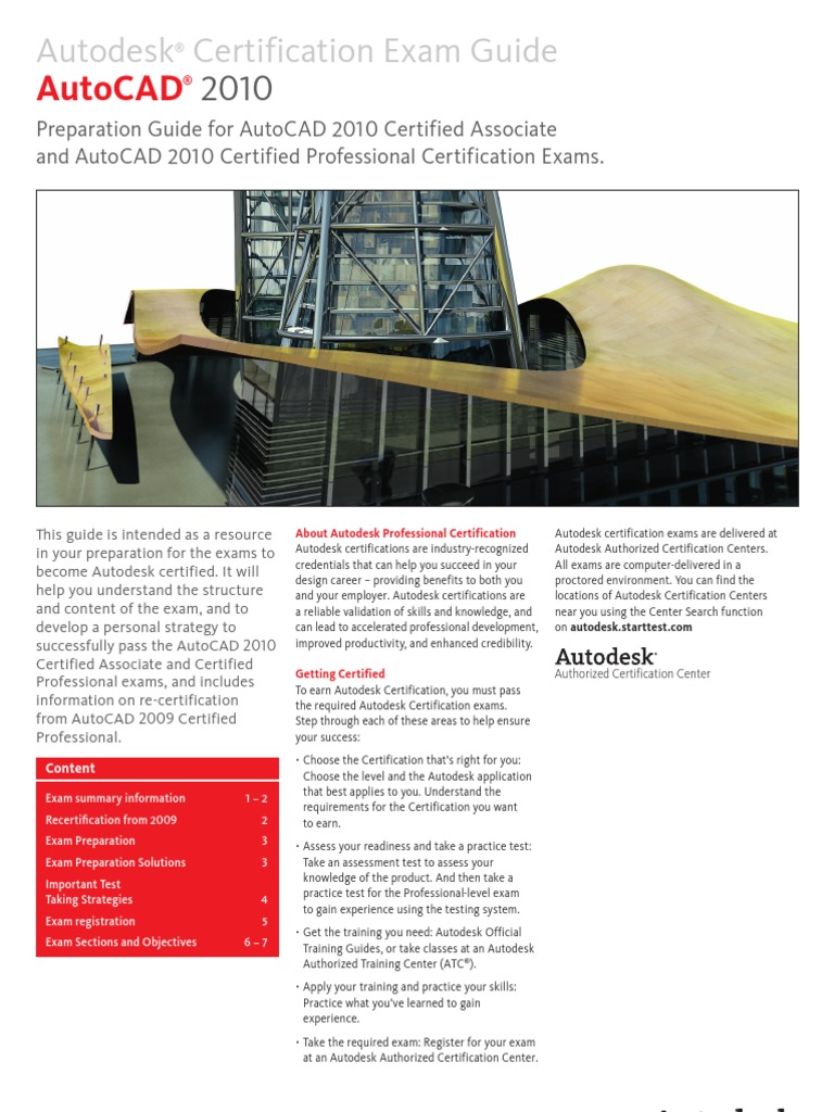 AutoCAD 2010 Exam Guide Final v1 | PDF | Professional Certification ...