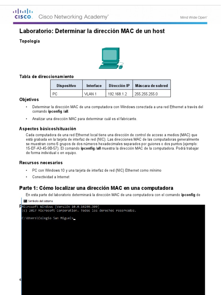 3.2.2.4 Lab - Determine The MAC Address of A Host | PDF | Controlador de interfaz de red ...