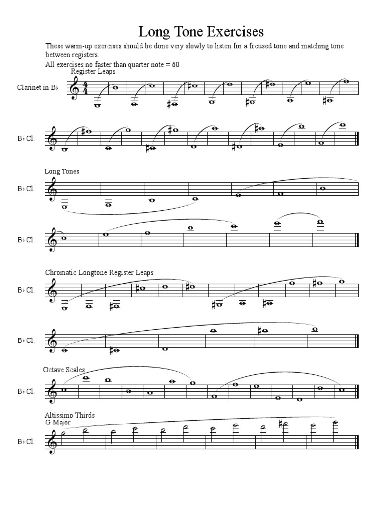 Clarinet Warm Up Materials | PDF | Musical Techniques | Musical Instruments
