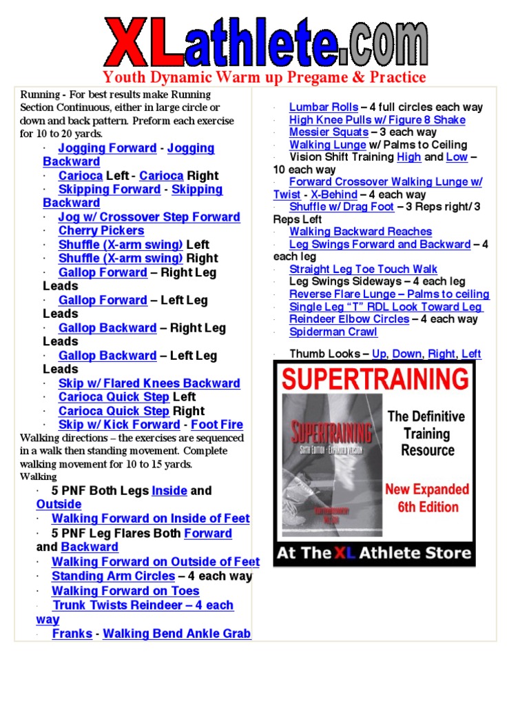 Youth Dynamic Warm Up Pregame and Practice | PDF