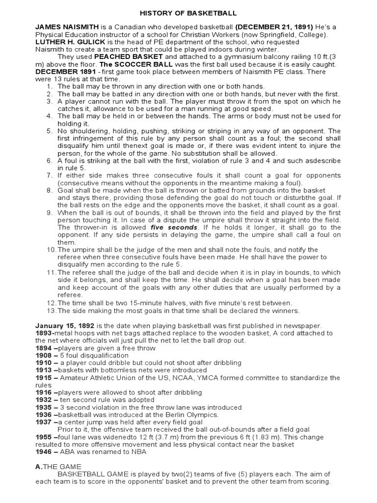 Evolution of Basketball Rules and History | PDF | Referee | Ball Games