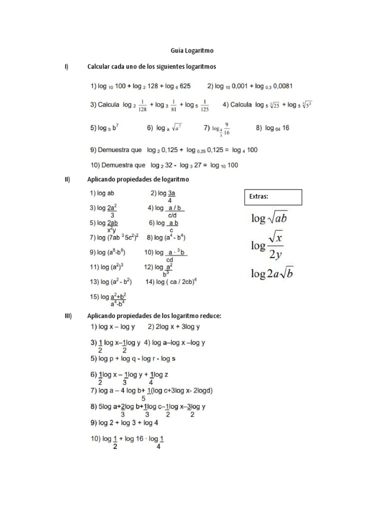 Guía Logaritmo | PDF