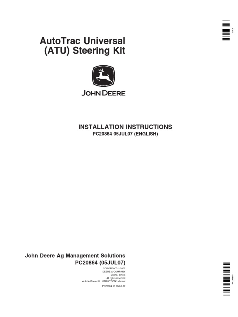 Autotrac Universal (Atu) Steering Kit: Installation Instructions | PDF ...