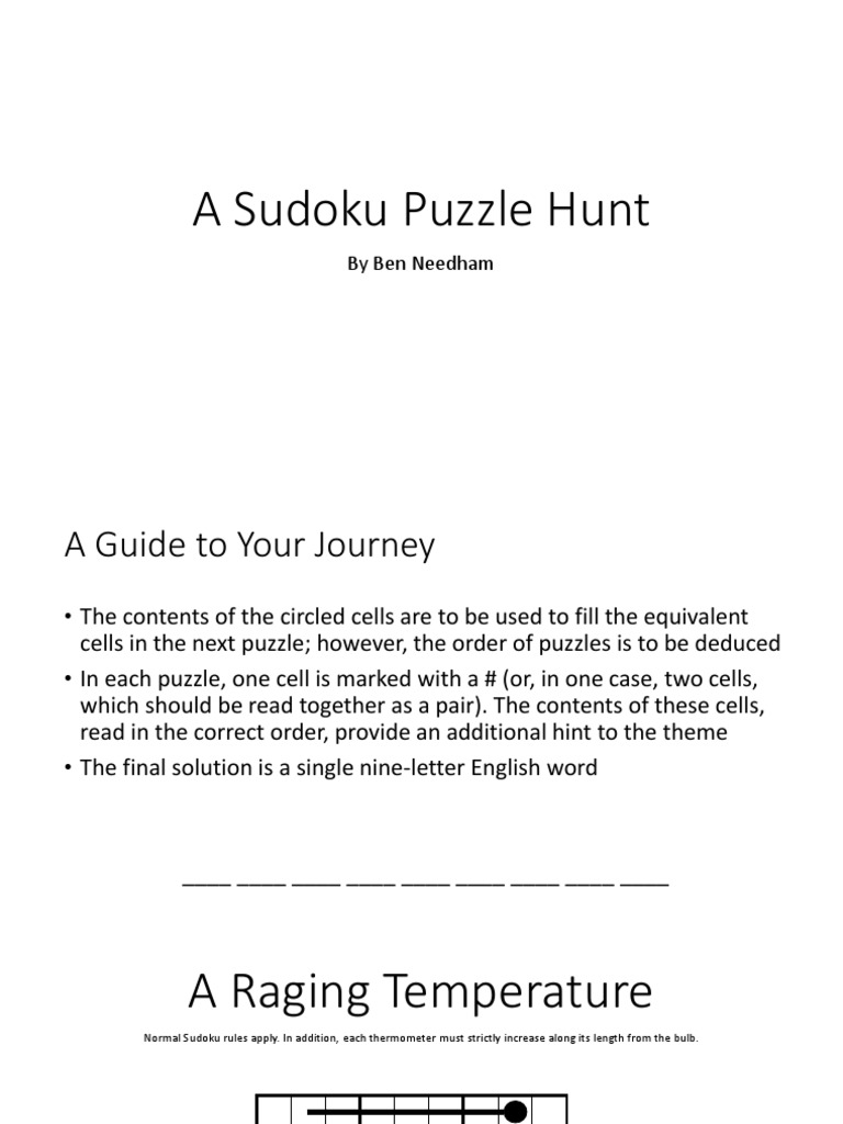 A Sudoku Puzzle Hunt: by Ben Needham | PDF | Teaching Mathematics