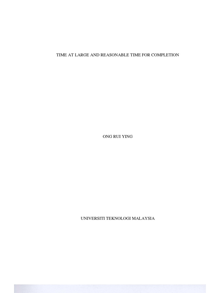 Time at Large and Reasonable Time For Completion | PDF | Liquidated ...