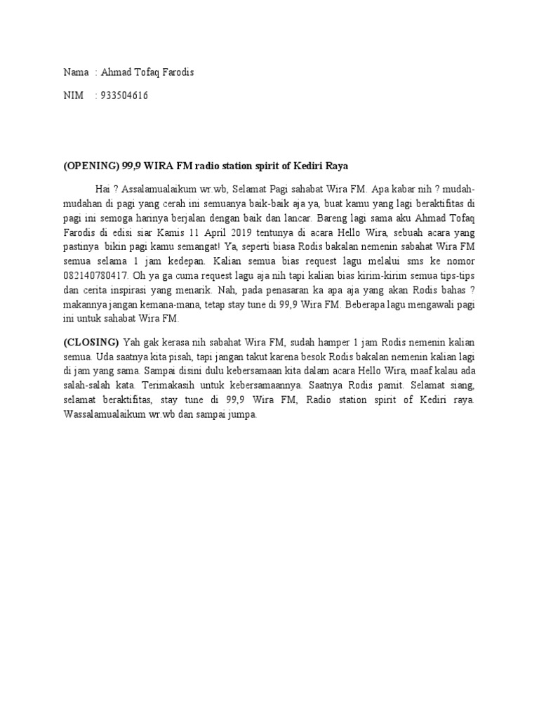 Contoh Siaran Radio | PDF