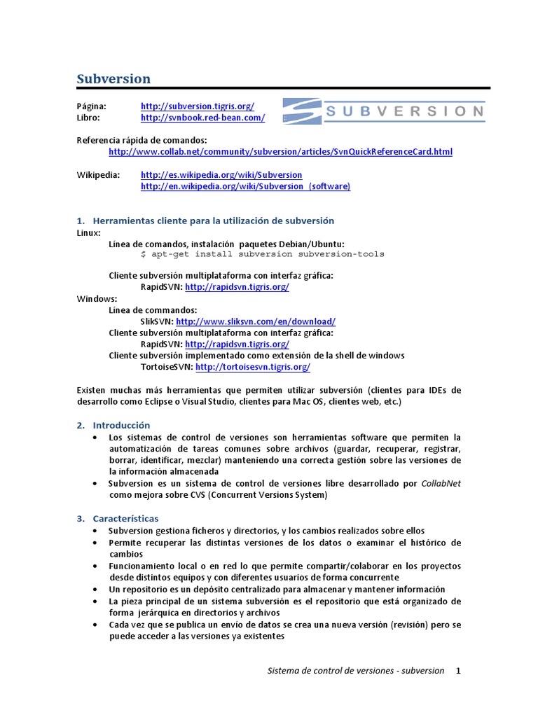 Guia Basica de Subversion | PDF | Control de versiones | Software del sistema