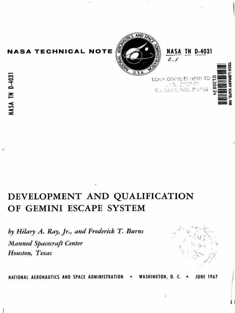 Development and Qualification of Gemini Escape System | PDF | Rocket ...