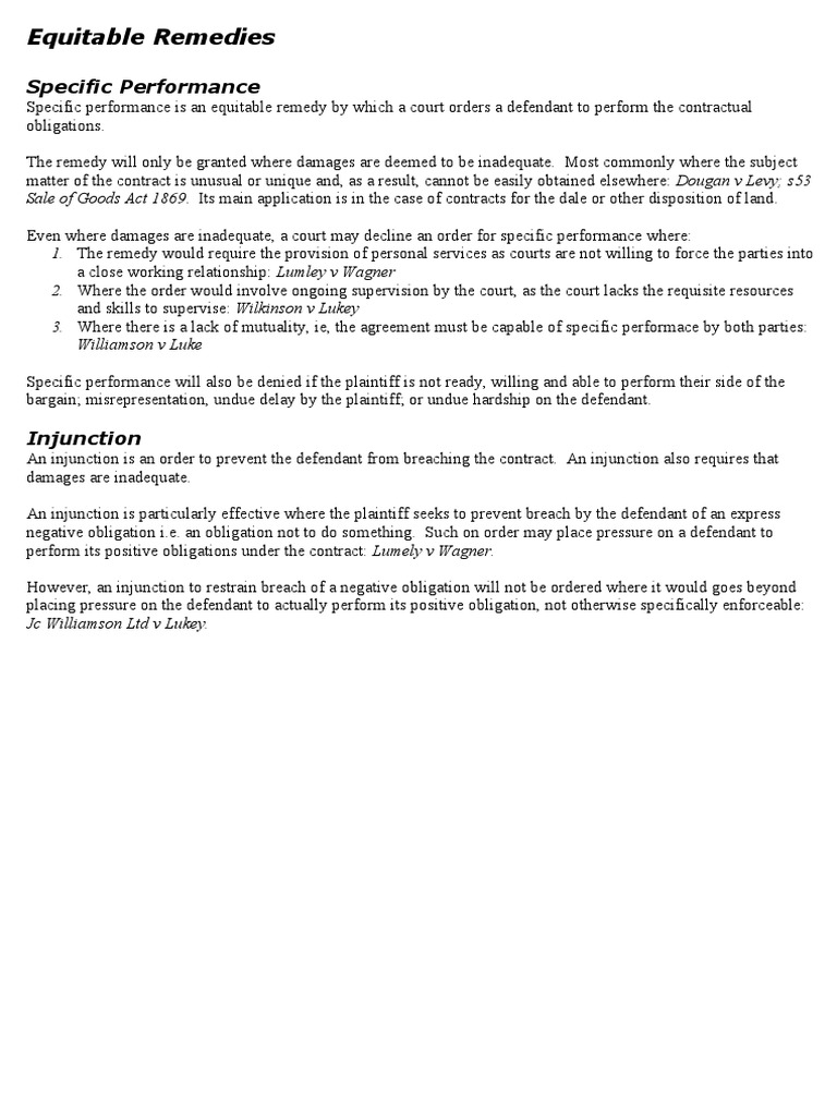 Equitable Remedies | PDF
