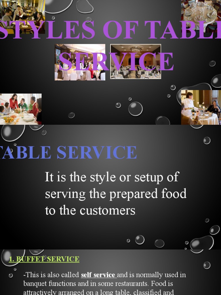Styles in Table Service | PDF | Cooking, Food & Wine