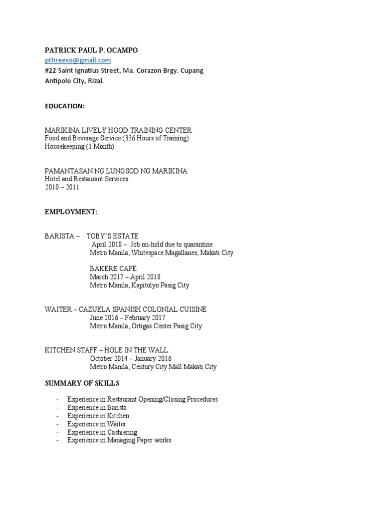 Patrick Curriculum Vitae | PDF