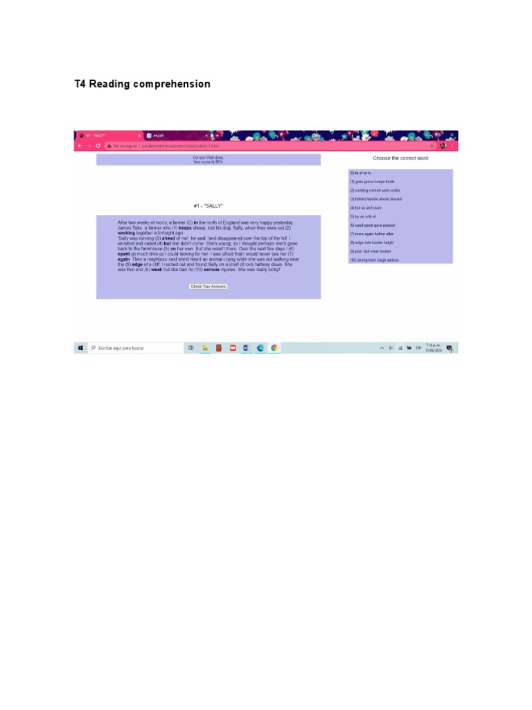 T4 Reading Comprehension | PDF