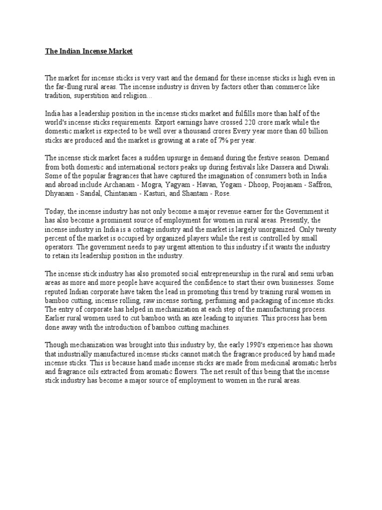 The Indian Incense Market | PDF | Incense | Economies