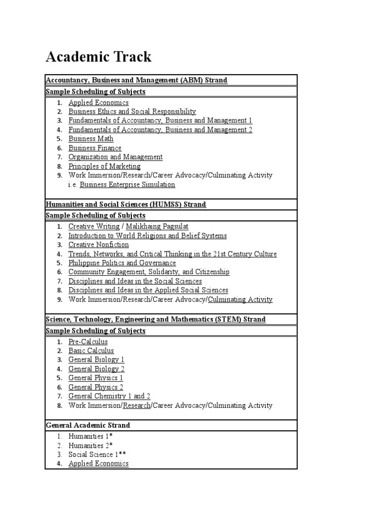 Academic Track | PDF | Art | Science & Mathematics