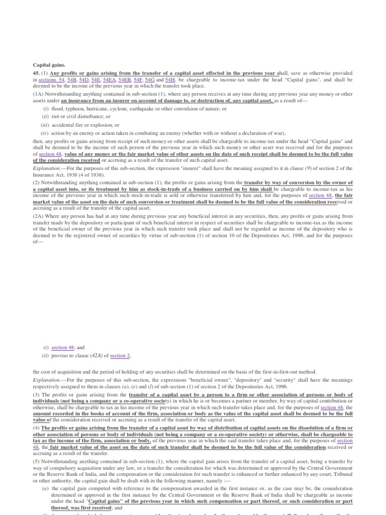 Sections 54 54B 54D 54E 54EA 54EB 54F 54G 54H | PDF | Securities ...