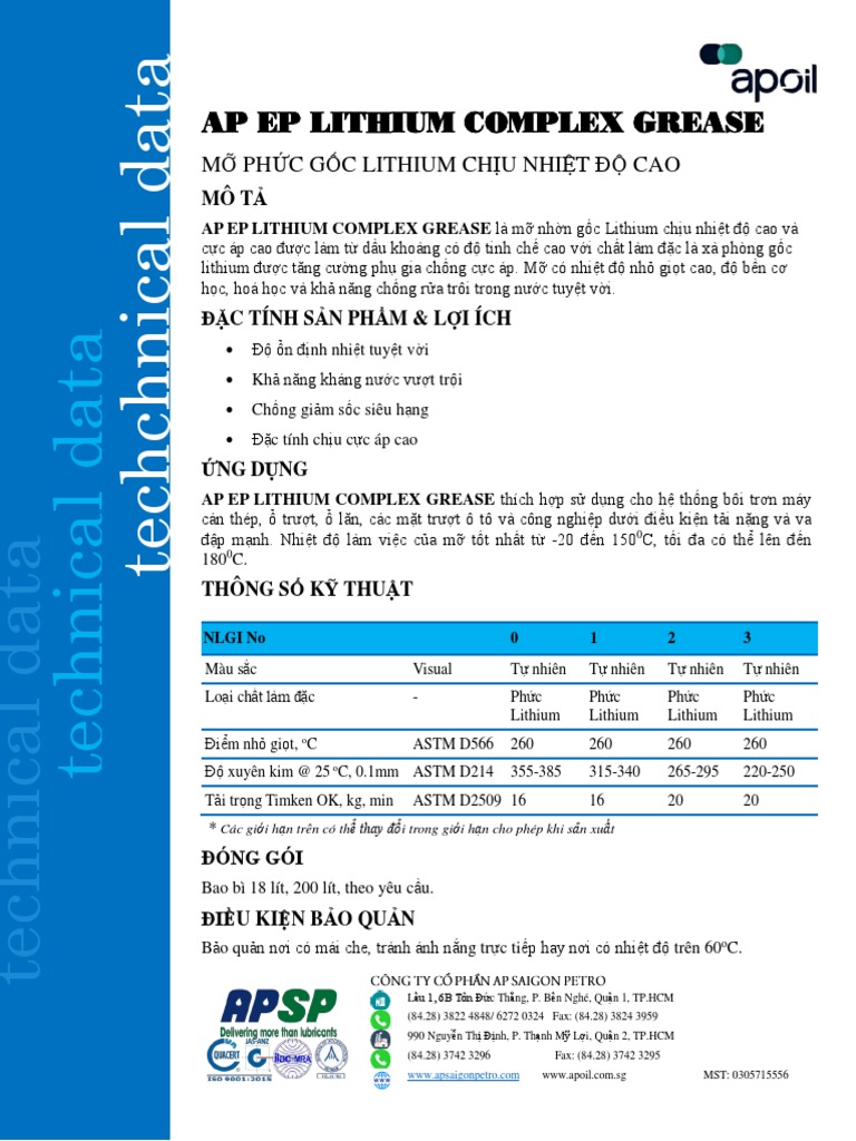 Ap Ep Lithium Complex Grease | PDF