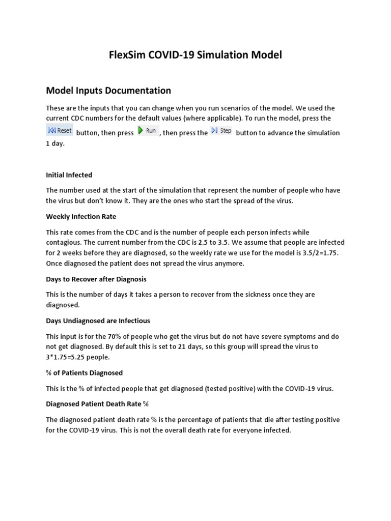 FlexSim COVID-19 Model Inputs Guide | PDF | Infection | Hospital