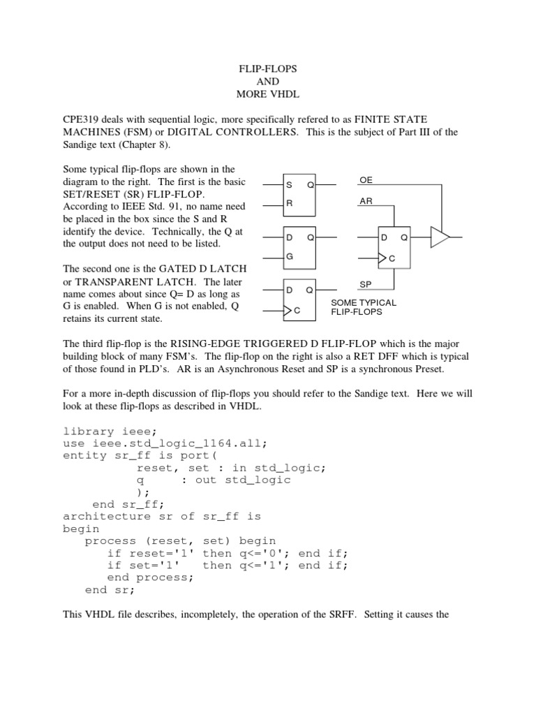 Flip Flops VHDL | PDF | Electrical Circuits | Electronic Circuits