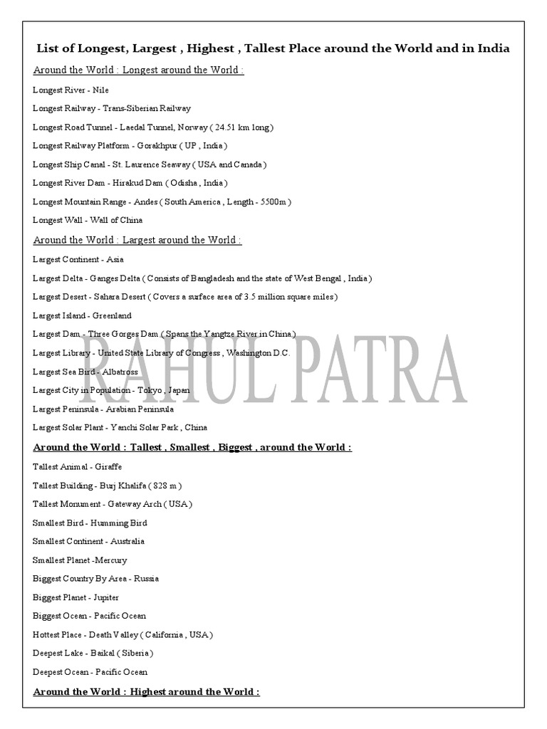 List of Longest | PDF | Earth Sciences | Geomorphology