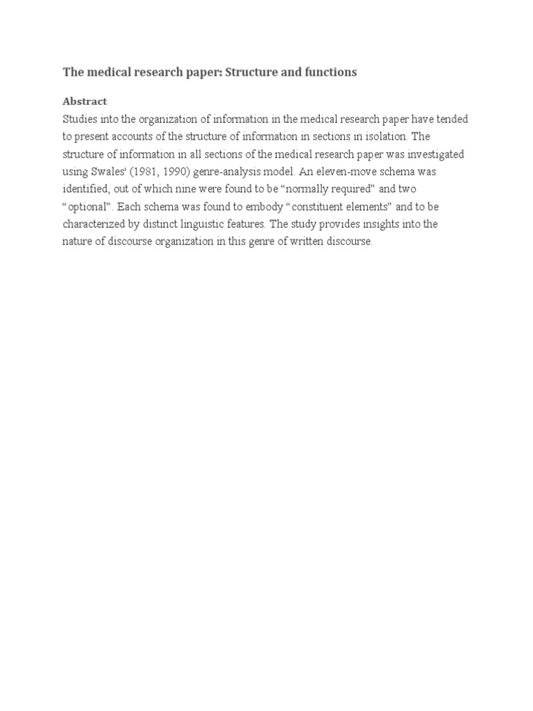 Medical Research Paper Structure Analysis | PDF