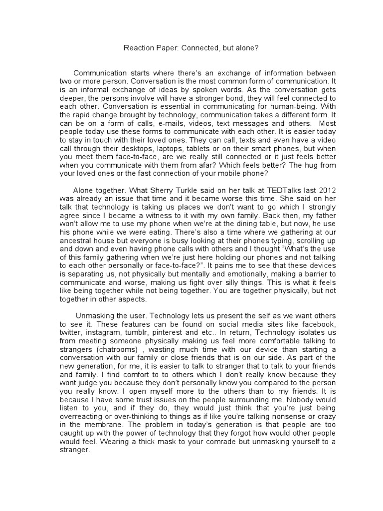 Reaction Paper | PDF | Conversation | Communication