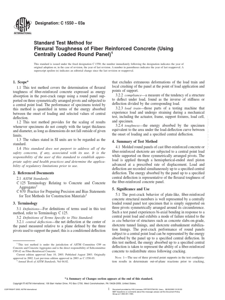ASTM C 1550-03 Panel Redondo PDF | PDF | Fracture | Deformation ...