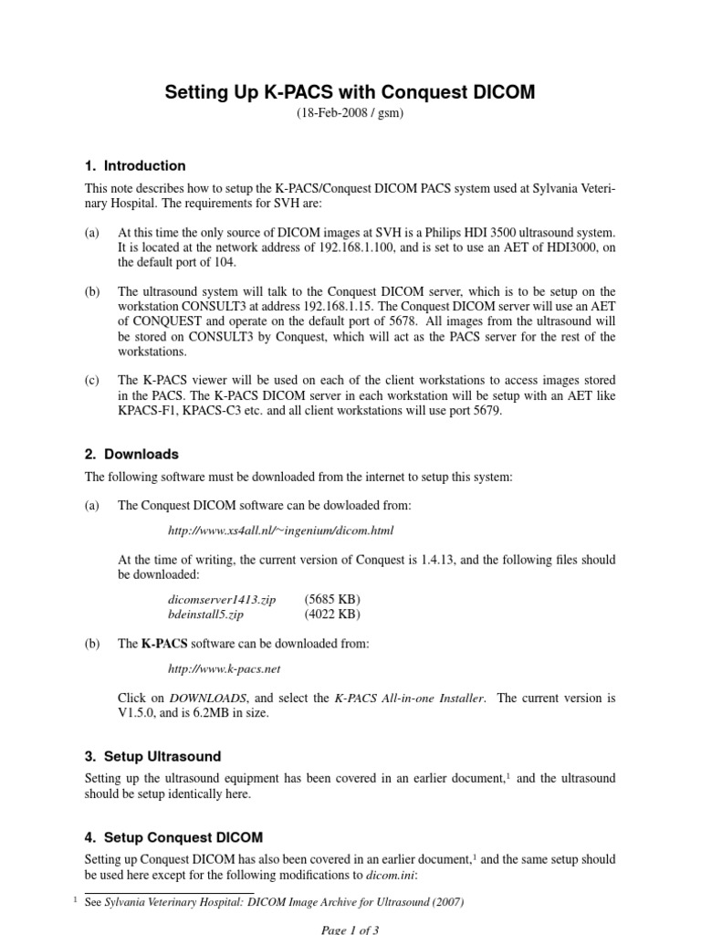 Setting Up a K-PACS/Conquest DICOM PACS System at Sylvania Veterinary ...