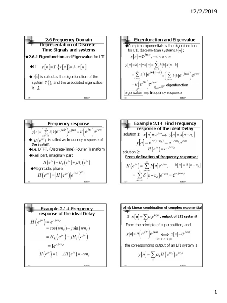 2.6 Frequency-Domain Representation of Discrete-Time Signals and Systems Eigenfunction and ...
