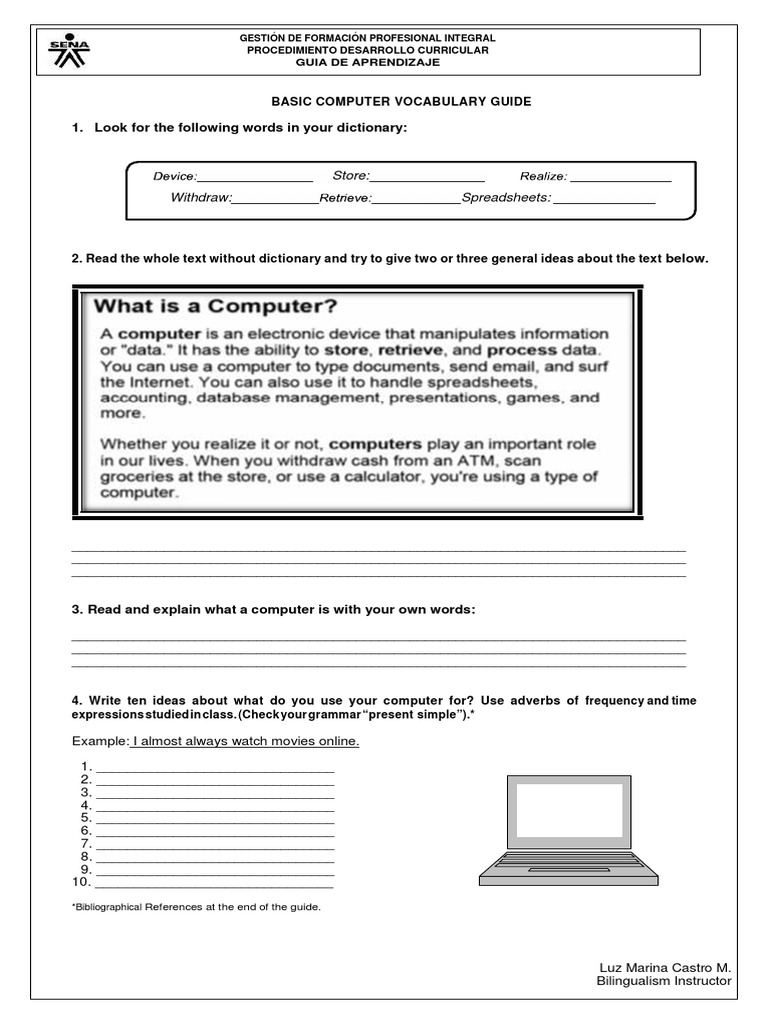 Comprehensive Computer Vocabulary Guide | PDF | Personal Computers ...